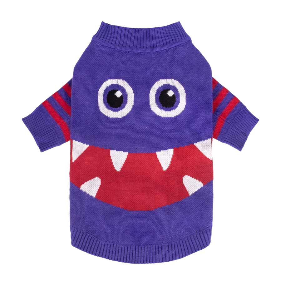 Monster Halloween Dog Sweater | Cozy Purple Outfit – Fitwarm