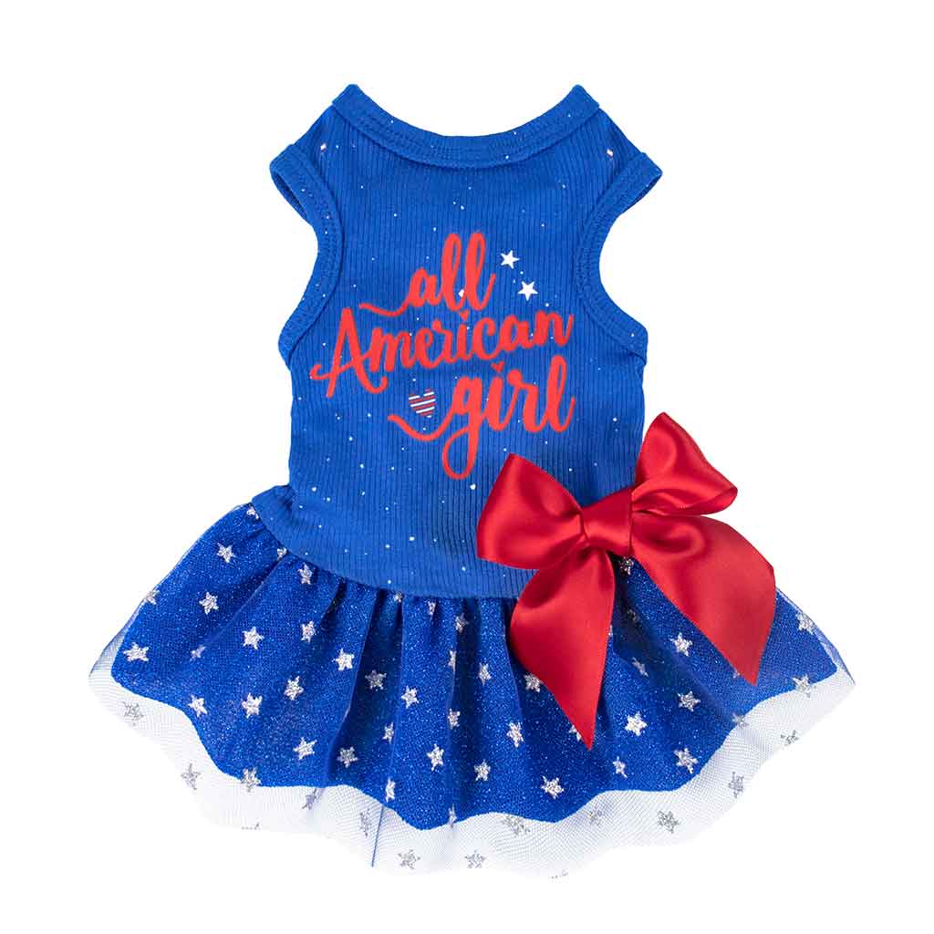 All American Girl Dog Dress | Patriotic Small Dog Outfit – Fitwarm